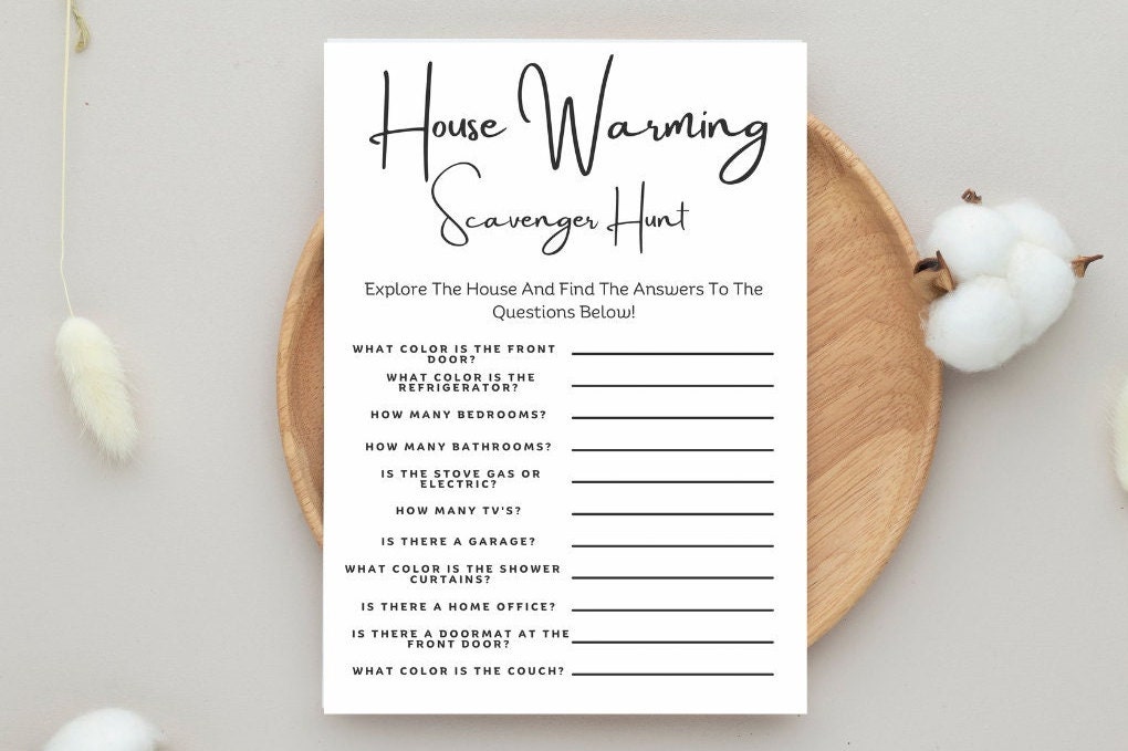 Modern Housewarming Scavenger Hunt Game: Printable Party Activity for ...