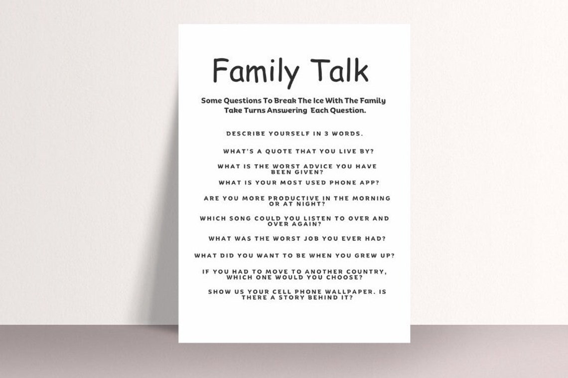 Family Talk Icebreaker Game: Reunion Trivia (PDF File) - Etsy