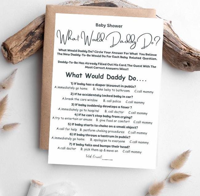 Printable Daddy Baby Shower Games: Dad Jokes, Minimalist Design ...