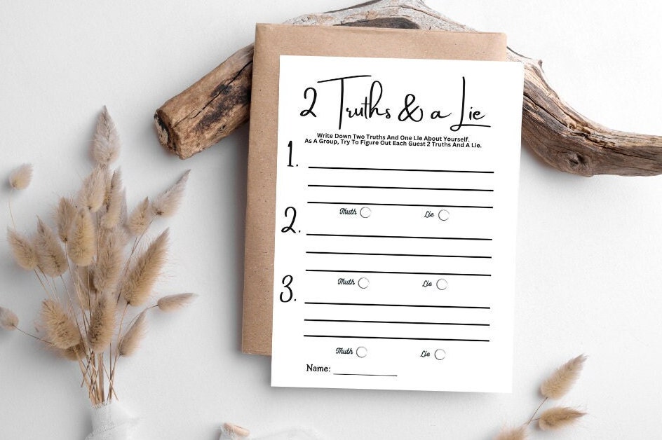 Two Truths and a Lie Icebreaker Game: Dinner Party Printable (PDF) - Etsy