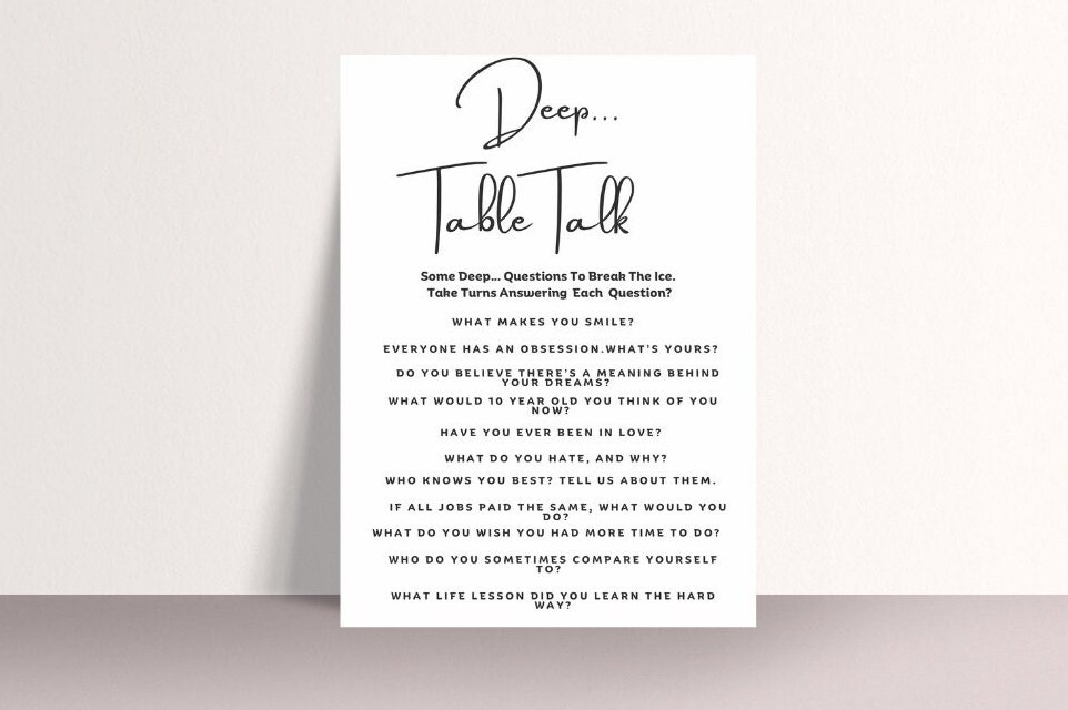 Deep Table Talk Icebreaker Game: Printable Conversation Starters (PDF ...