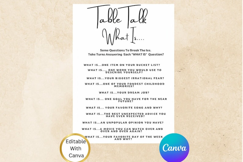 Table Talk Icebreaker Game: Dinner Party Conversation Starters (instant ...