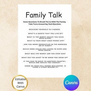 Family Talk Icebreaker Game: Reunion Trivia (PDF File) - Etsy