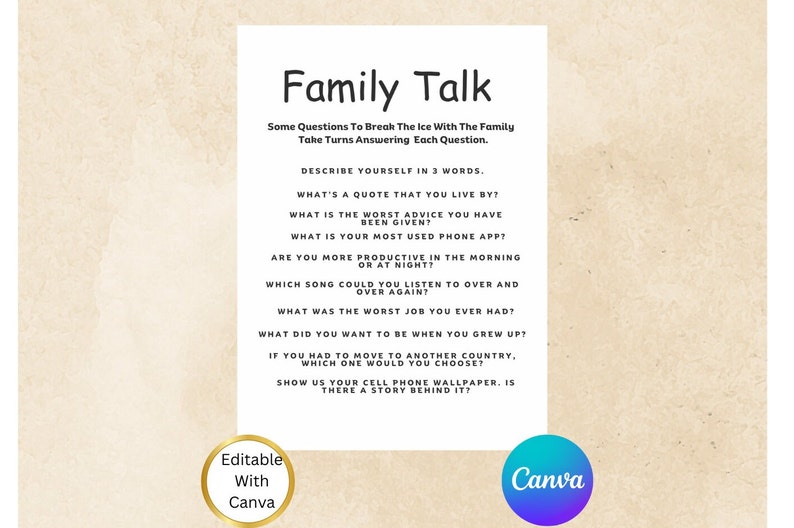 Family Talk Icebreaker Game: Reunion Trivia (PDF File) - Etsy