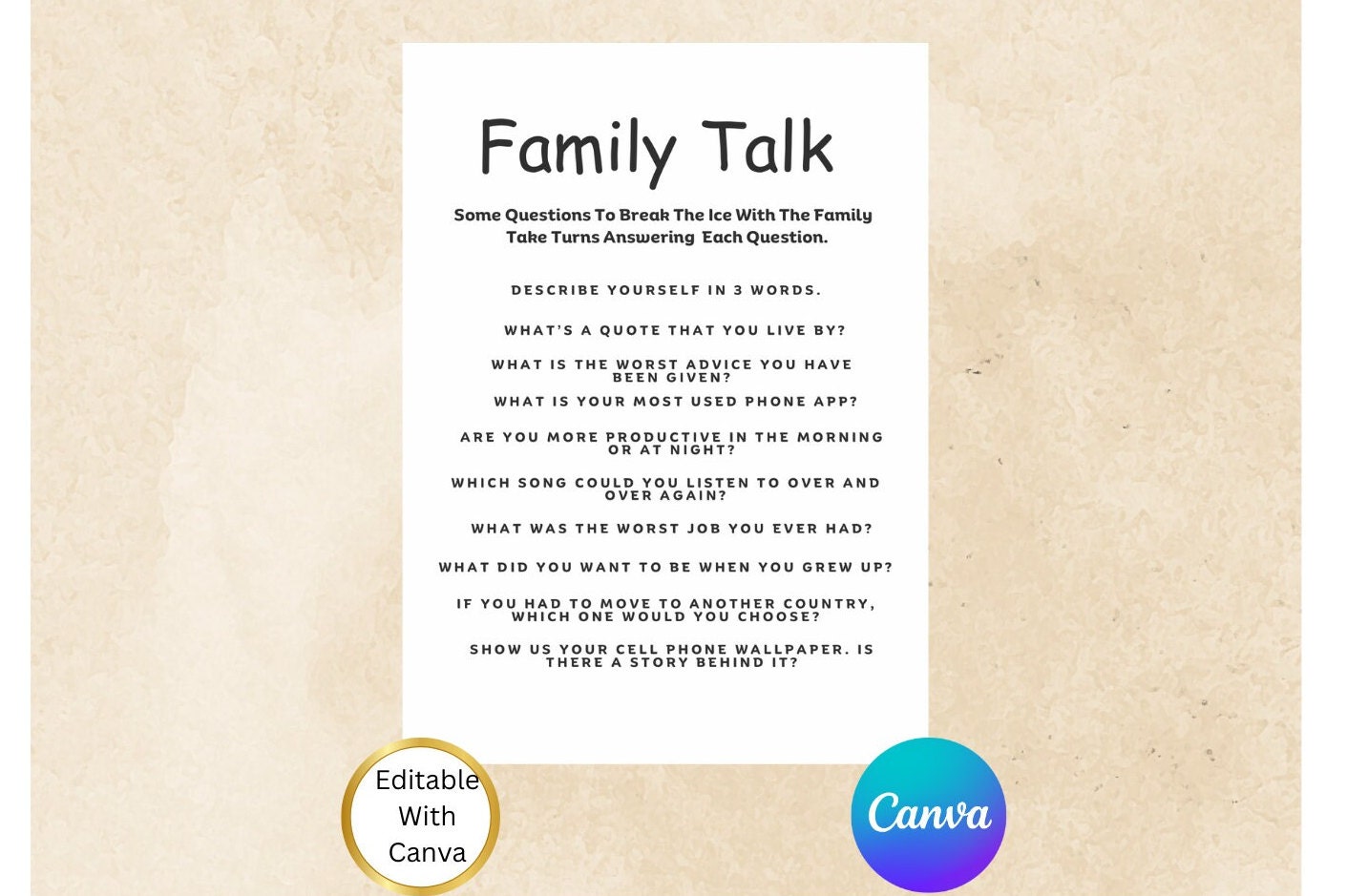 Family Talk Icebreaker Game: Reunion Trivia (PDF File) - Etsy