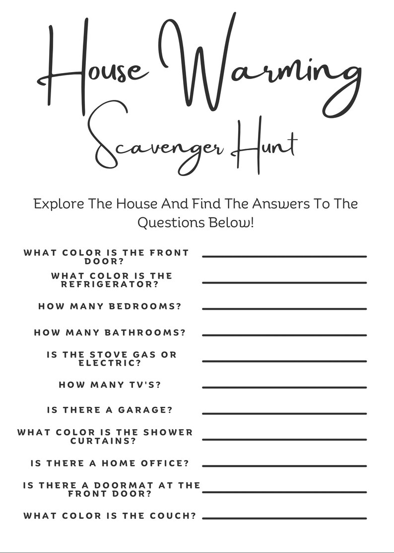 Housewarming Scavenger Hunt Game: Printable Icebreaker (digital ...