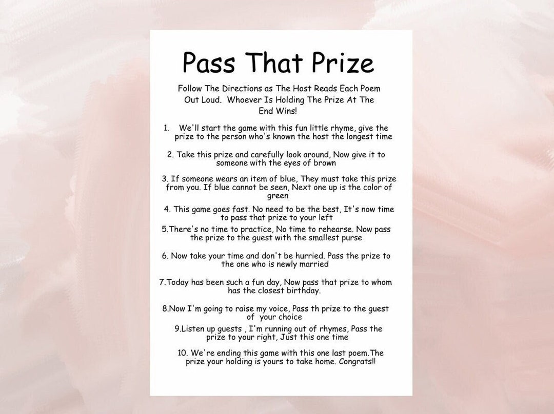 Pass That Prize Icebreaker Game: Dinner Party Printable (PDF) - Etsy