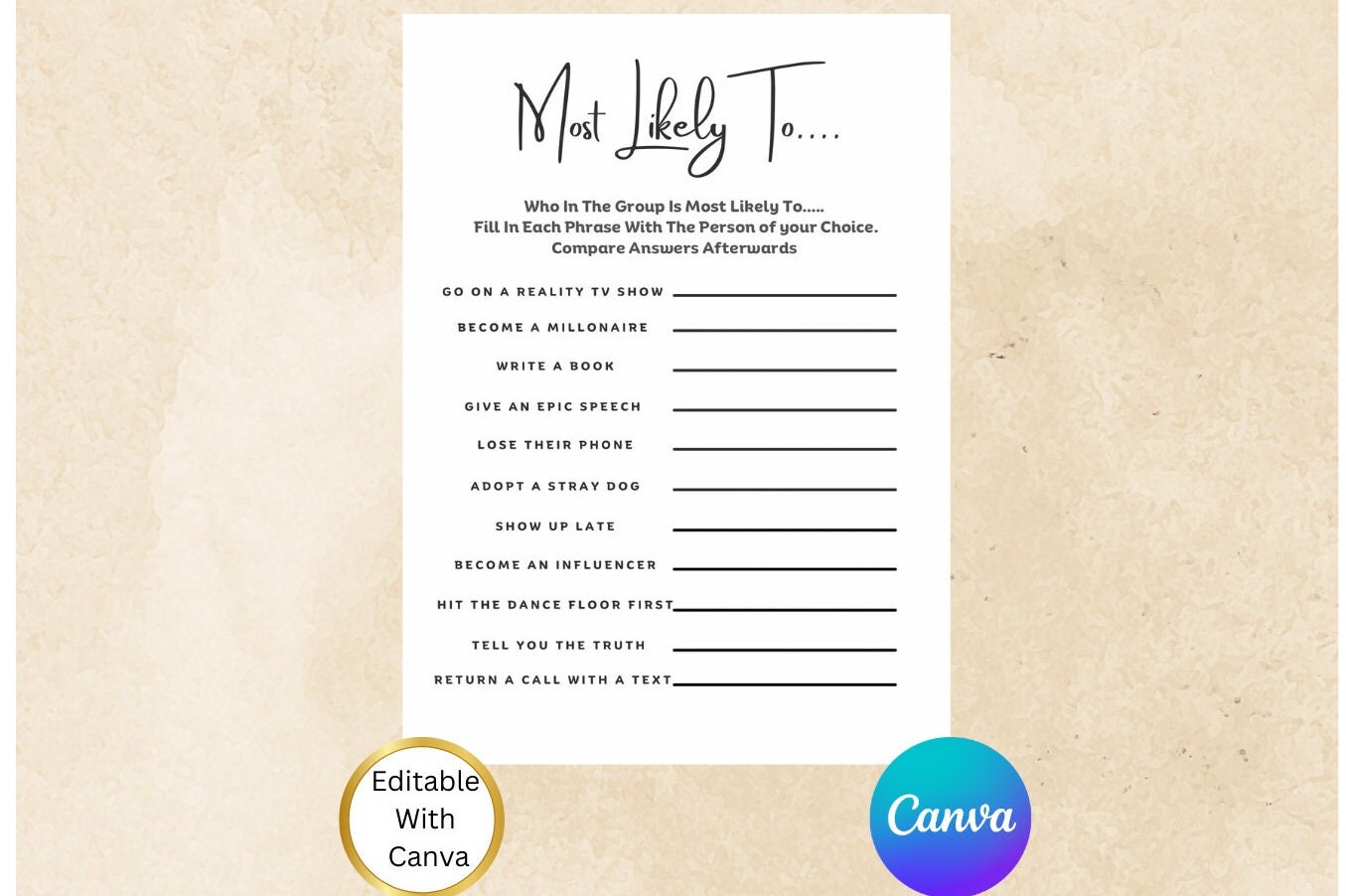 Most Likely to Icebreaker Game Icebreaker Printable Games Icebreaker ...