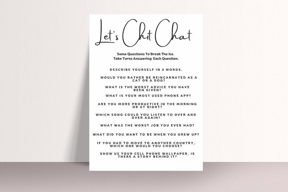 Let's Chit Chat Icebreaker Game: Printable Conversation Starters (PDF ...