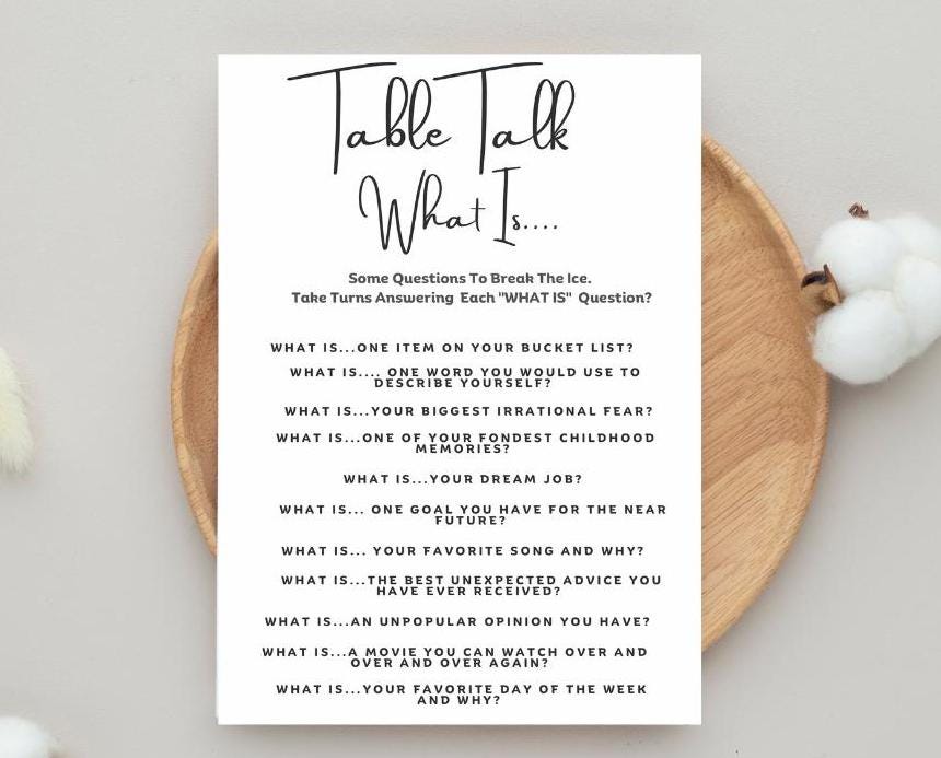 Printable Table Talk Icebreaker Games Pack, Fun Conversation Starters ...