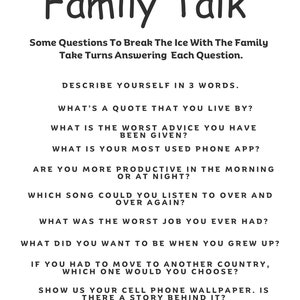 Family Talk Icebreaker Game: Reunion Trivia (PDF File) - Etsy