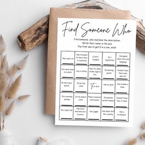 Find Someone Who Bingo Icebreaker: Printable Party Game (PDF) - Etsy