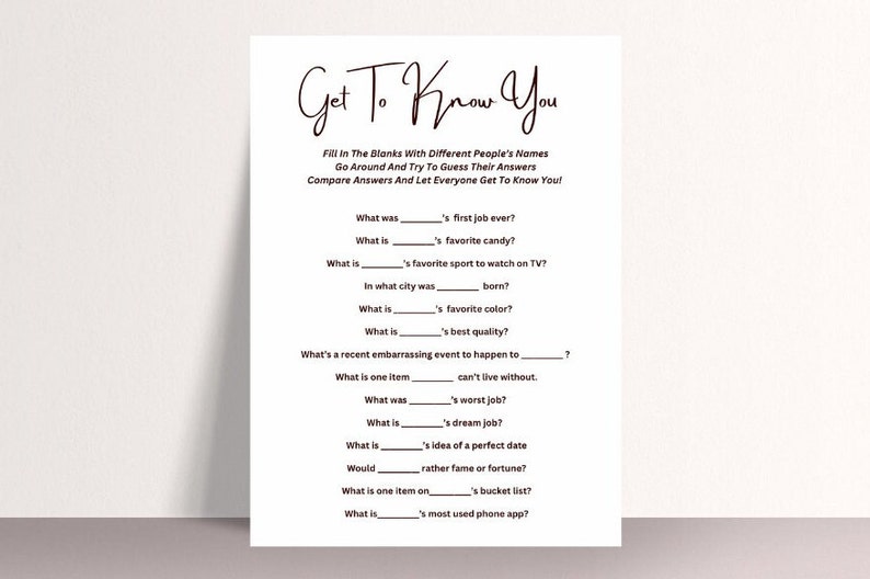 Get to Know You Icebreaker Game, Icebreaker Questions, Dinner Party ...