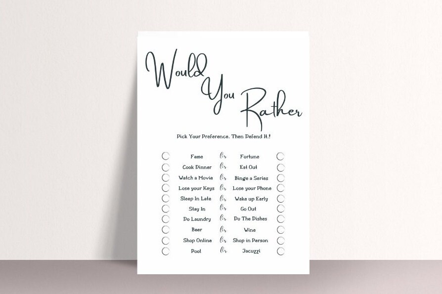 Would You Rather Icebreaker Game | Icebreaker Printable Games ...