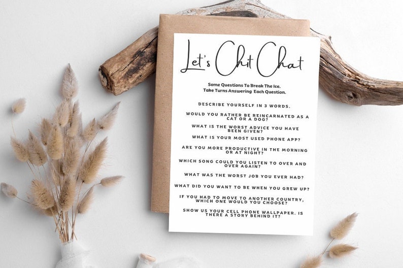 Let's Chit Chat Icebreaker Game: Printable Conversation Starters (PDF ...