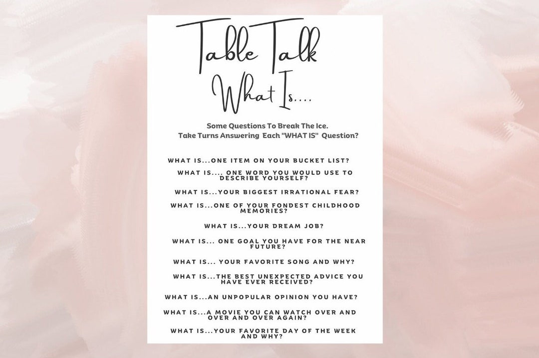 Table Talk Icebreaker Game: Dinner Party Conversation Starters (instant ...