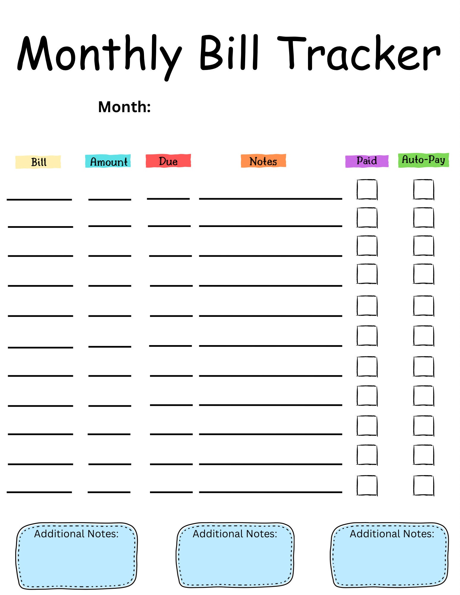 Editable Monthly Bill Tracker | Printable Bill Management Log | Bill ...