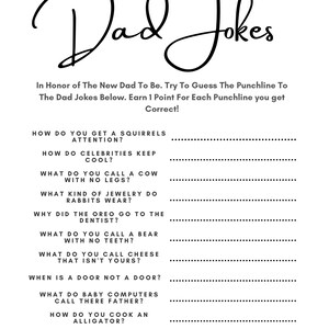 Dad Jokes Baby Shower Game: Gender Neutral Trivia (instant Download) - Etsy