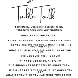 Deep Table Talk Icebreaker Game | Icebreaker Printable Games ...