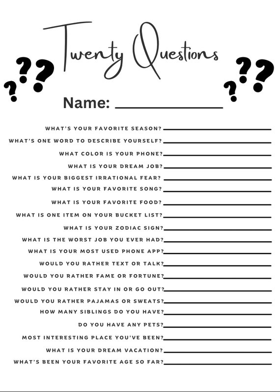 Printable Icebreaker Questions