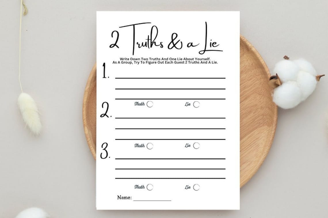 Two Truths and a Lie Icebreaker Game: Dinner Party Printable (PDF) - Etsy