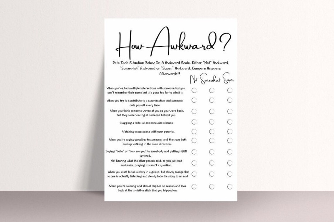 How Awkward? Icebreaker Game | Icebreaker Questions | Printable Dinner ...