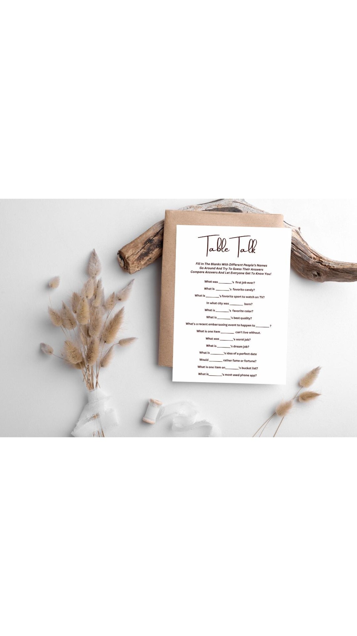 Table Talk Icebreaker Game: Printable Conversation Starters (PDF) - Etsy