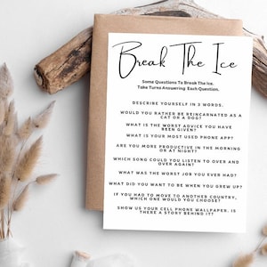 Break the Ice Game: Printable Conversation Starters (digital Download ...