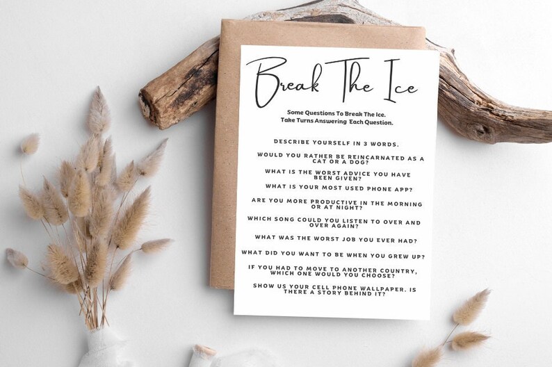 Break the Ice Game: Printable Conversation Starters (digital Download ...