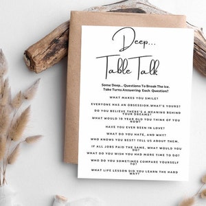 Deep Table Talk Icebreaker Game: Printable Conversation Starters (PDF ...
