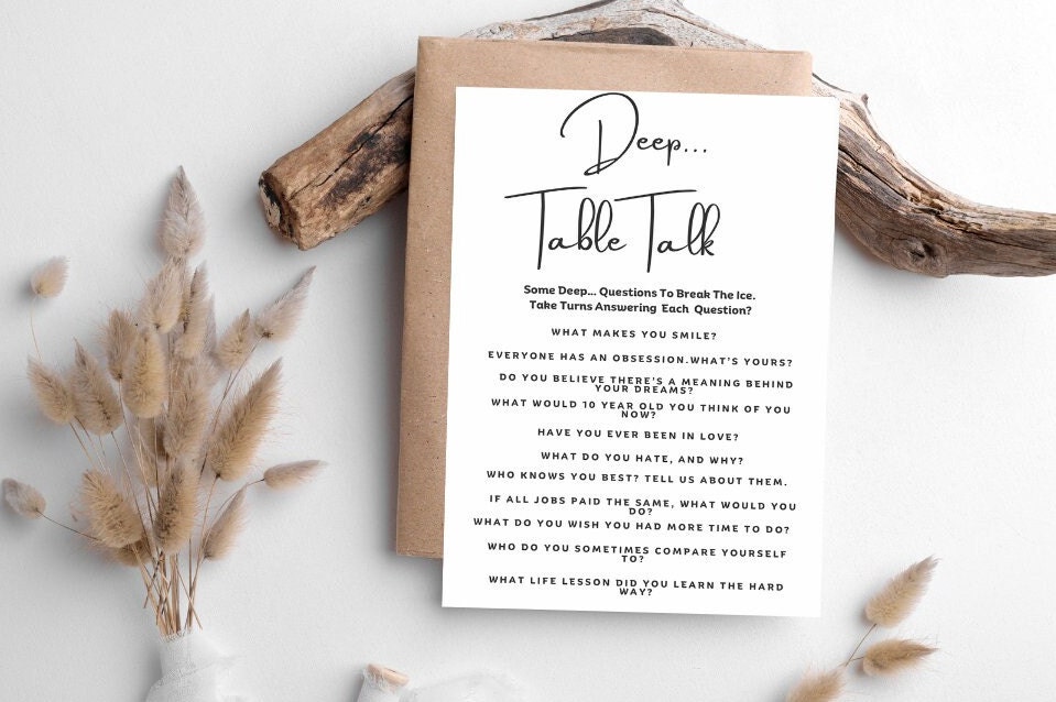 Deep Table Talk Icebreaker Game: Printable Conversation Starters (PDF ...
