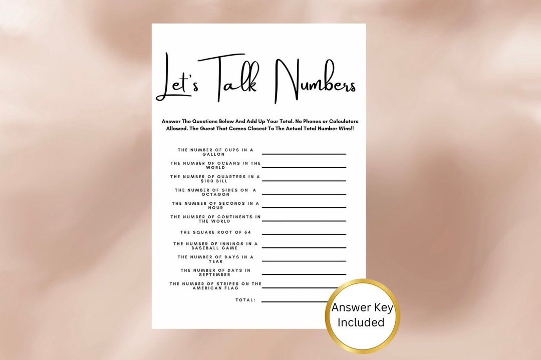 Let's Talk Numbers Icebreaker Game: Printable Dinner Party Conversation ...