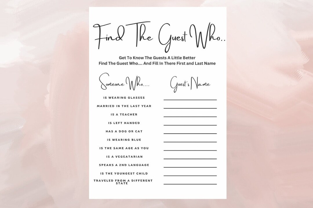 Find the Guest Who Game: Printable Icebreaker Questions (PDF) - Etsy
