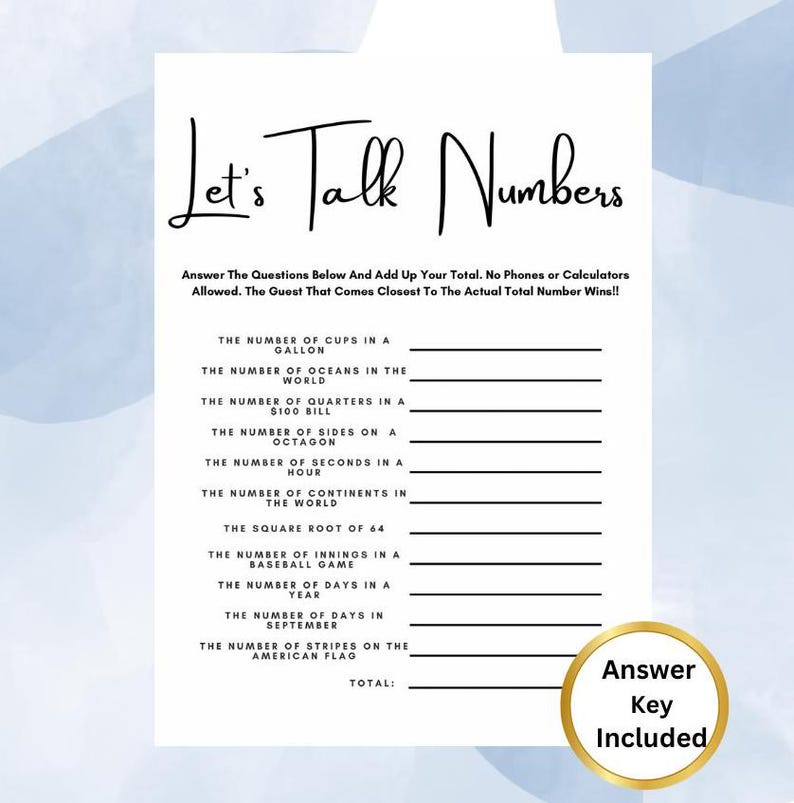 Let's Talk Numbers Icebreaker Game | Housewarming Games | Icebreaker ...