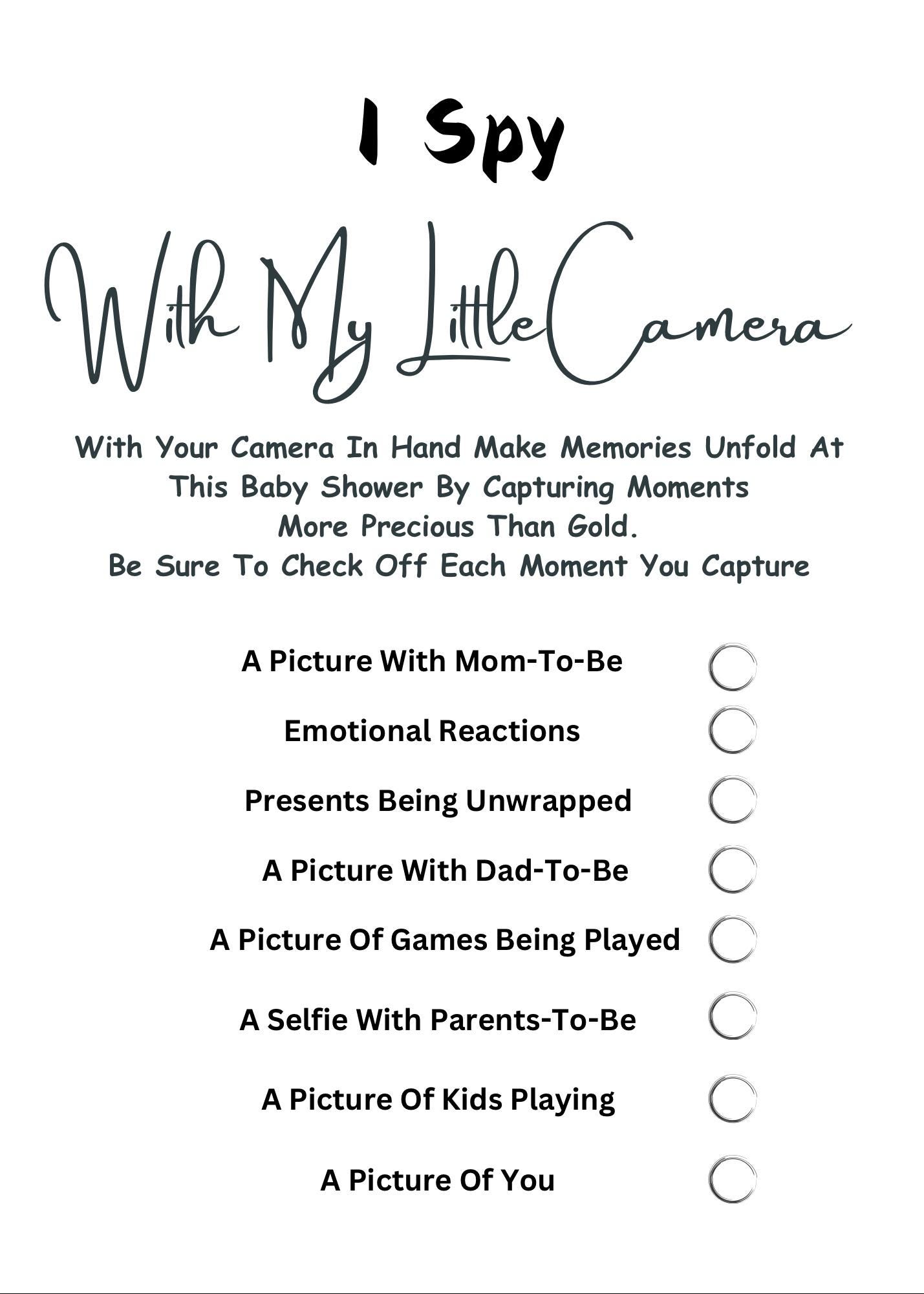 Baby Shower Icebreaker Activity | I Spy Game for Baby Shower ...