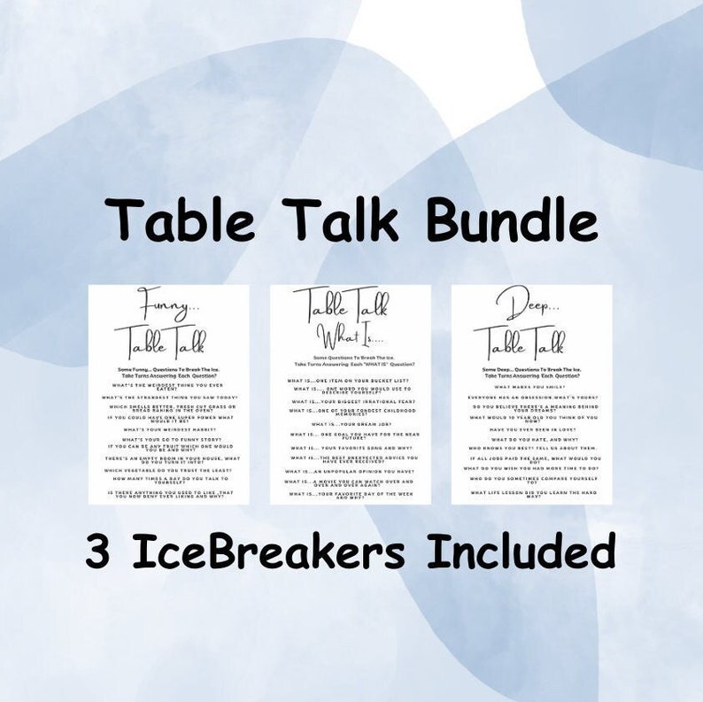 Table Talk Bundle | Icebreaker Games | Icebreaker Questions | Printable ...