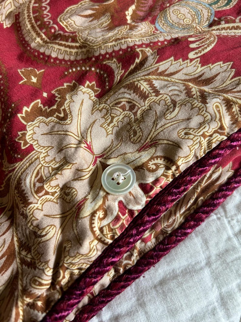 Vintage Ralph Lauren Red Jardiniere Rossellini Sateen Duvet Cover Italy ...