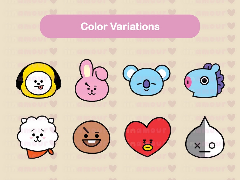 Bt21 Line Friends Characters Headshots Head Only Png Svg | Etsy