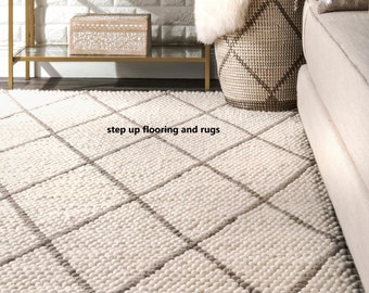 Hand-knitted Chunky Wool Indoor Area Rug | Etsy