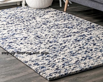 Hand-knitted Chunky Wool Indoor Area Rug | Etsy