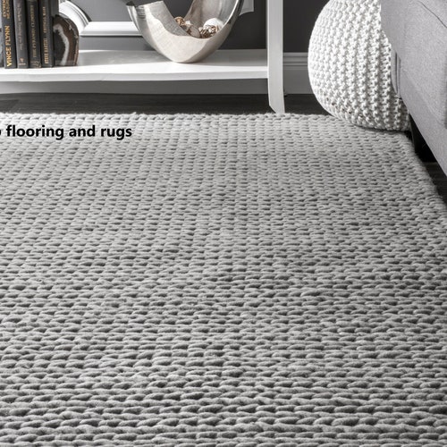 Hand-knitted Chunky Wool Indoor Area Rug - Etsy