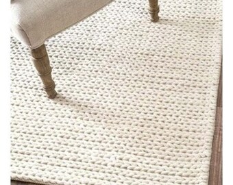 Hand Knitted Rug - Etsy
