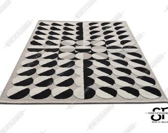 Abstract Ivory Hand Tufted Designer Wool Rug 3x5 5X8 8X10 9X12 - Etsy