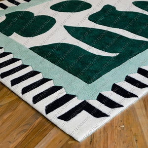 100% Natural New Zealand Wool Handmade Designer Contemporary Modern Rug ...