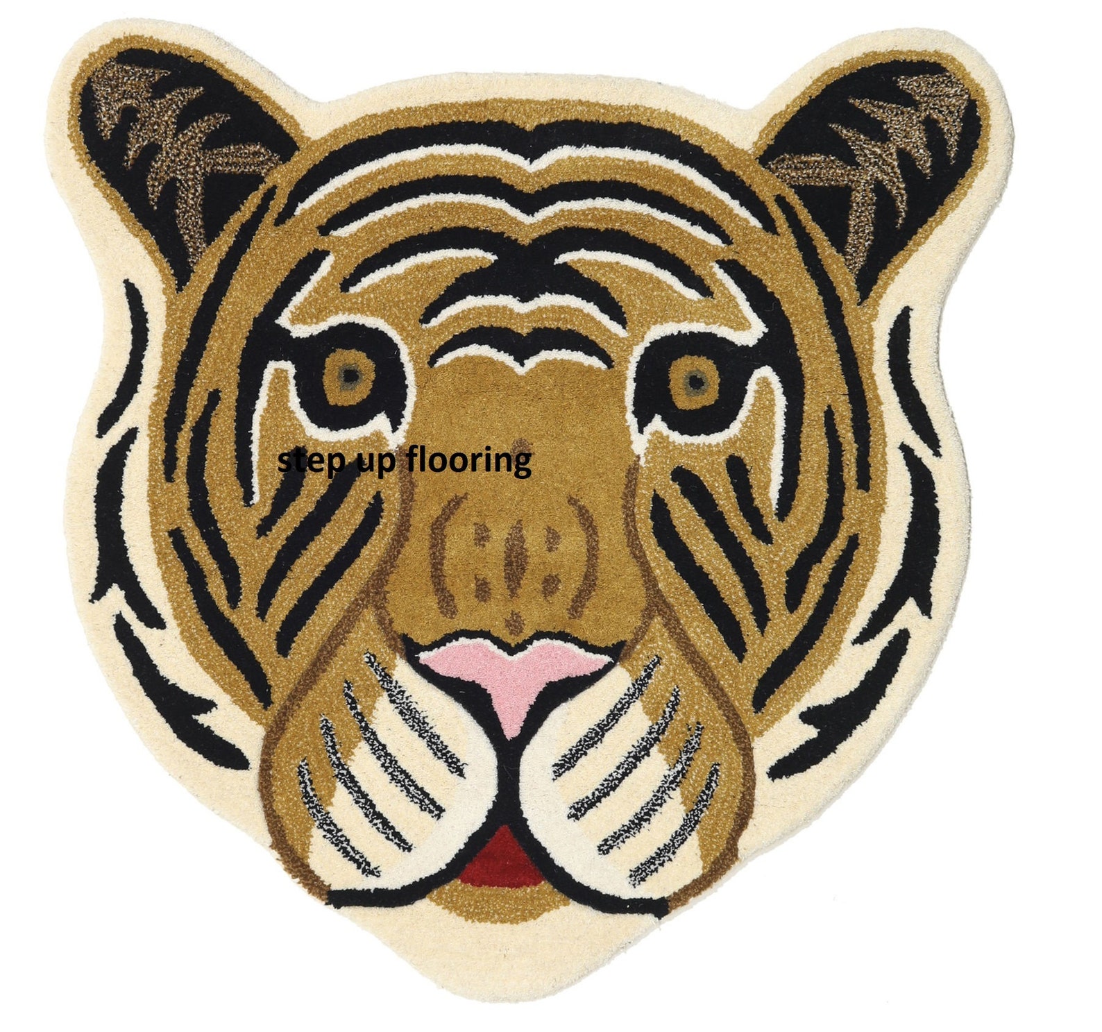 Pink Tiger Hand Tufted Rug Pink Tiger Skin Head Rug Home | Etsy