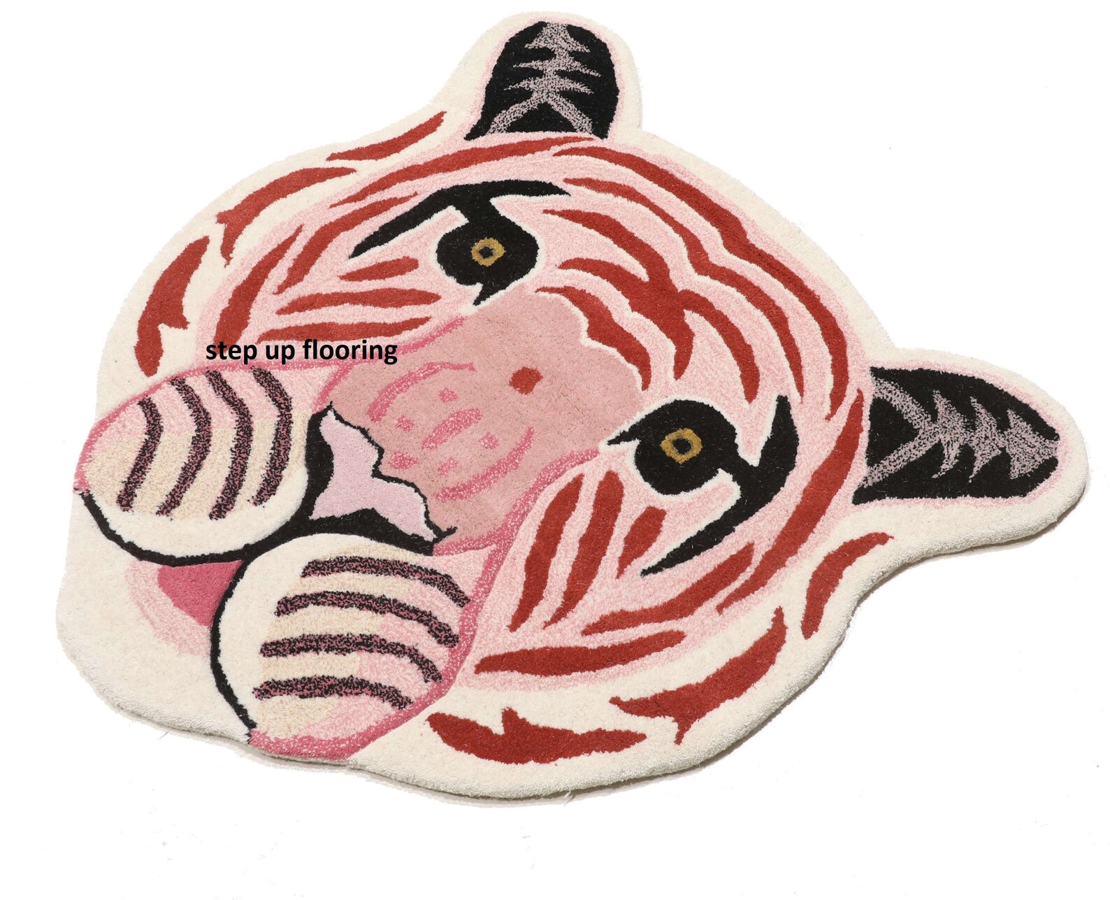 Pink Tiger Hand Tufted Rug Pink Tiger Skin Head Rug Home | Etsy