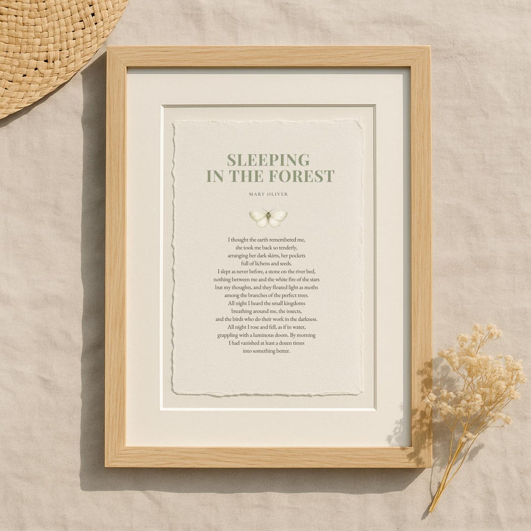 Sleeping in the Forest by Mary Oliver Poem Print – Fine Art Poetry Wall ...