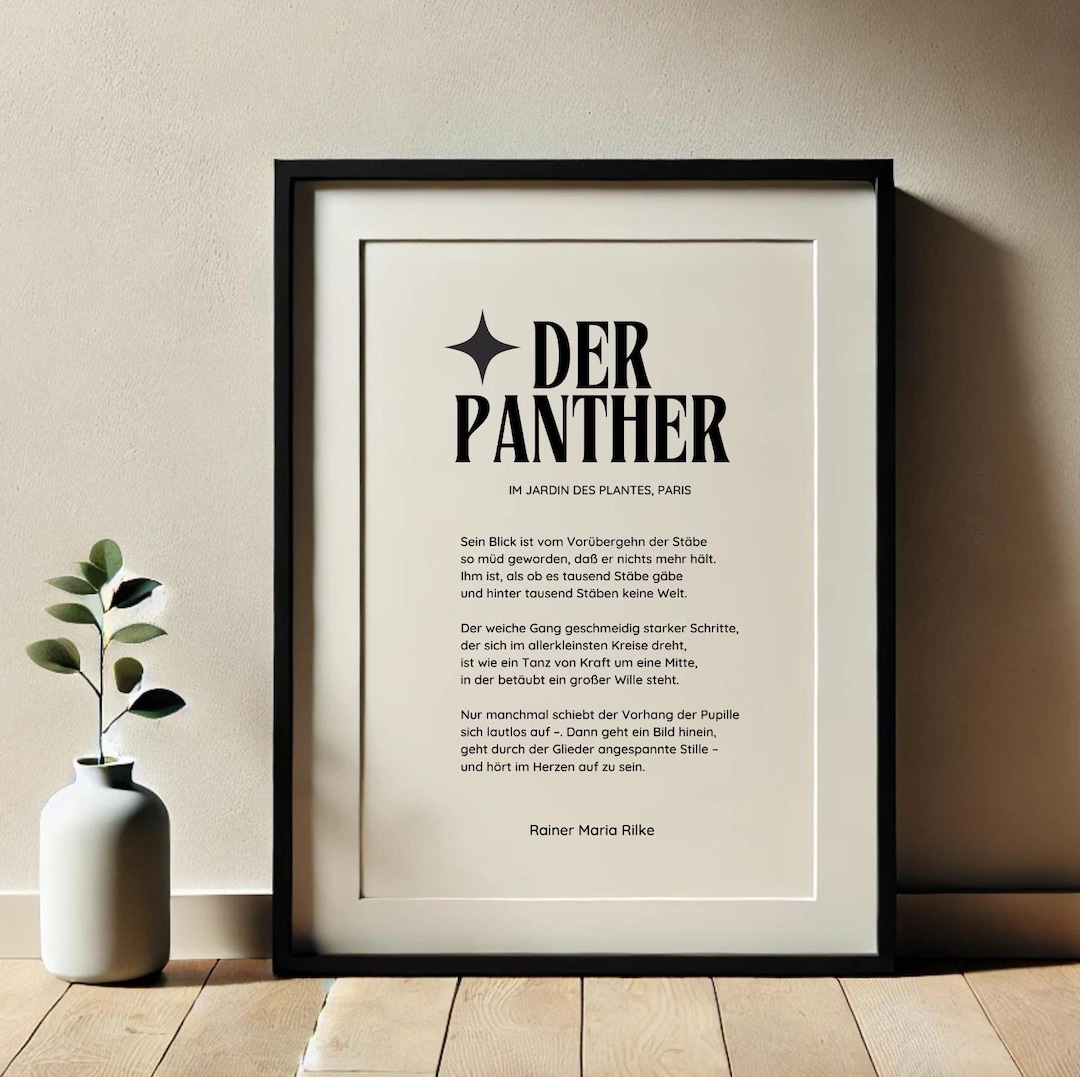 The Panther by Rilke, Poem as Digital Download, Wall Poetry for Instant ...