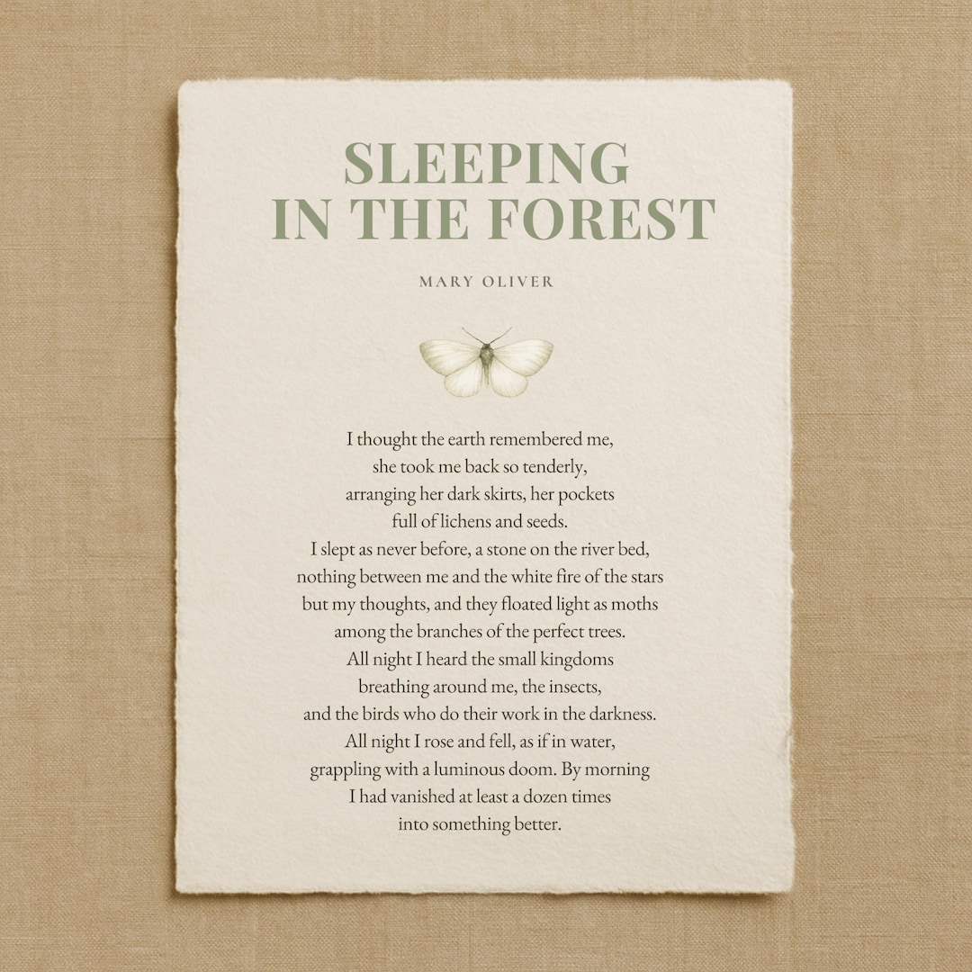 Sleeping in the Forest by Mary Oliver Poem Print – Fine Art Poetry Wall ...