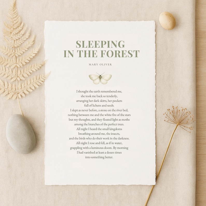 Sleeping in the Forest by Mary Oliver Poem Print – Fine Art Poetry Wall ...